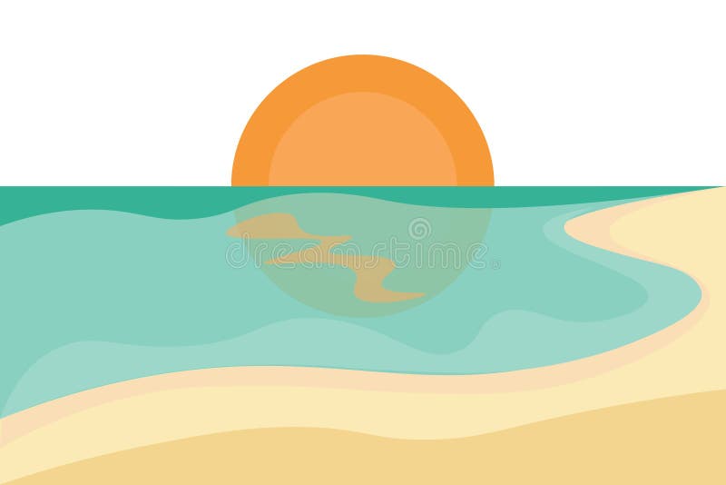 Vector Icon Illustration of Sunrise Beach Stock Vector - Illustration ...
