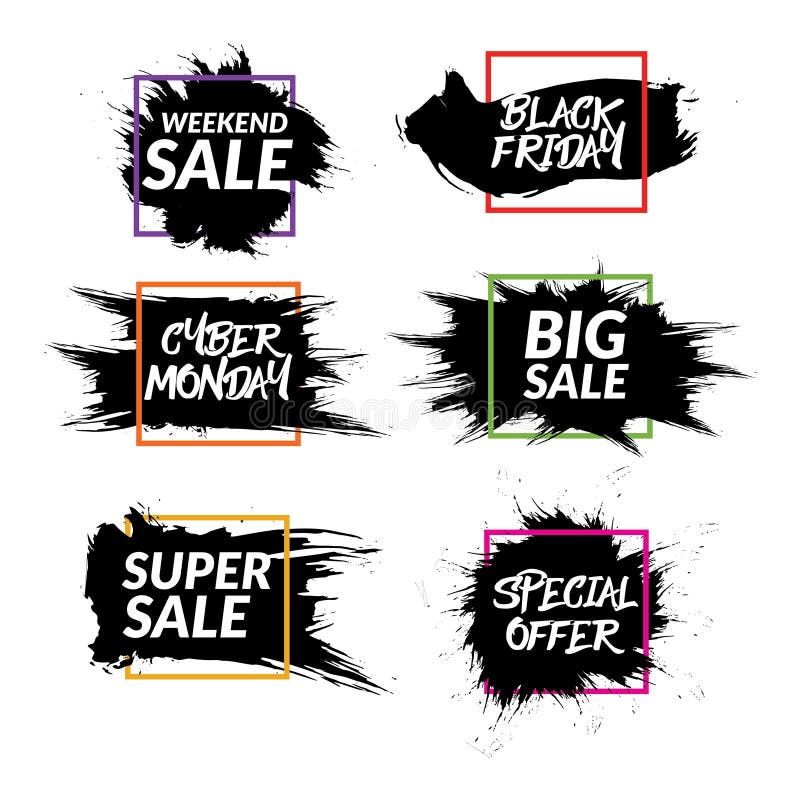 Collection of Sale Splash Banner Stock Vector - Illustration of letter ...