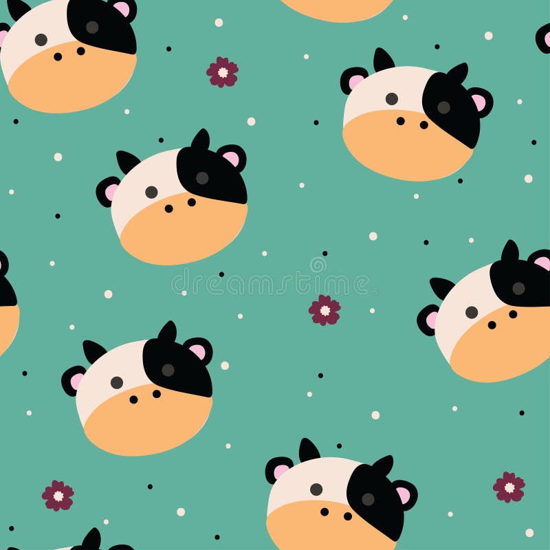 Seamless Pattern with Cute Cartoon Cow for Fabric Print, Textile, Gift ...