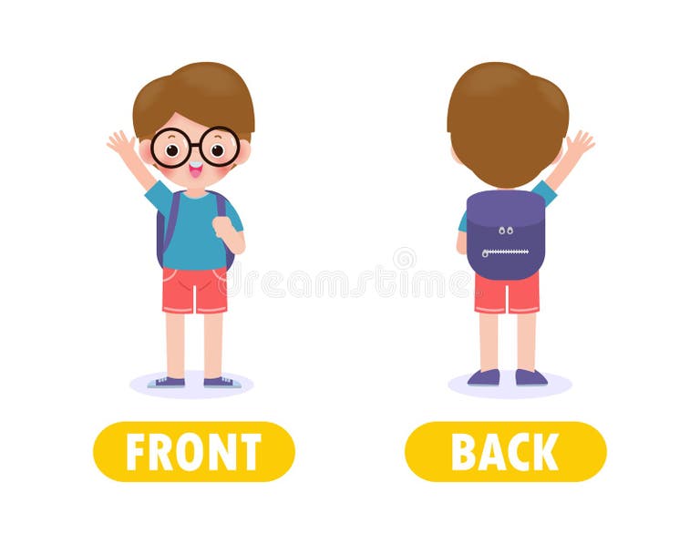 Words FRONT and BACK with Cartoon Characters Cute Kids Backpack, Back ...