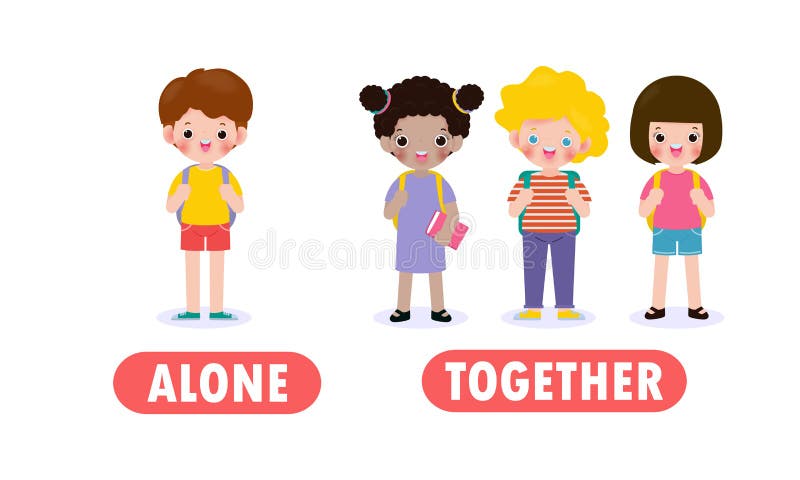 Opposite Alone And Together Stock Vector - Illustration of clipart ...