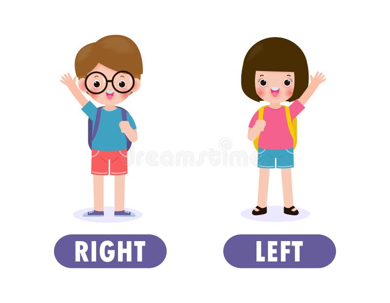 Opposite Left and Right, Girl on the Left and Boy on the Right on White ...