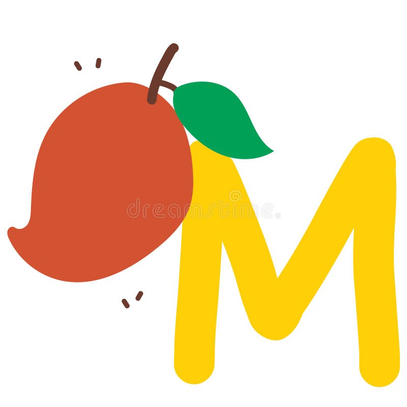 Capital Letter M of English Alphabet with Cute Cartoon Mango. Funny ...