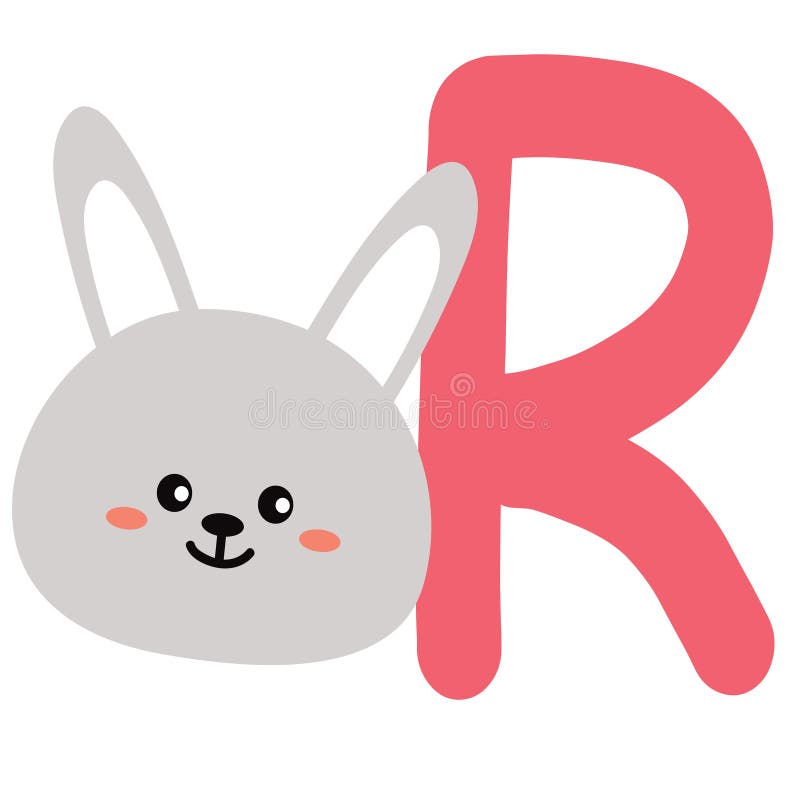 Capital Letter R of English Alphabet with Cute Cartoon Rabbit. Funny ...