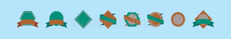 Set of Badges Cartoon Icon Design Template with Various Models. Vector ...