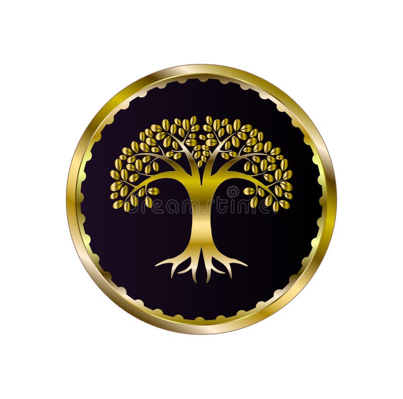 Printable Golden Tree Logo Designs Stock Vector - Illustration of ...
