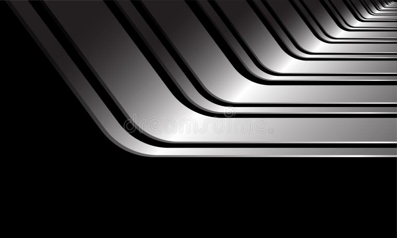 Abstract Silver Line Curve Pattern on Black Design Modern Luxury ...