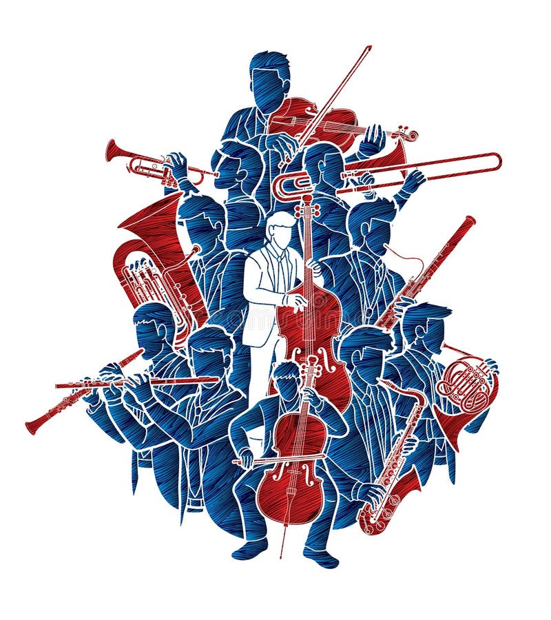 Group of Musician Orchestra Instrument Cartoon Graphic Vector Stock ...