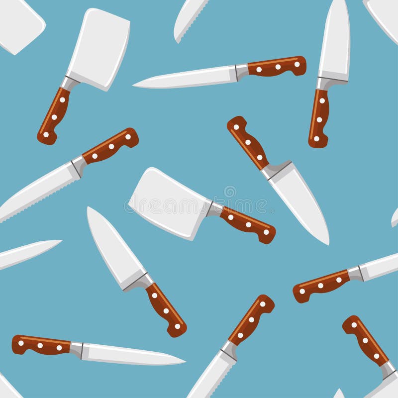 Kitchen Knife Seamless Pattern. Vector Illustration of Steel Knives ...