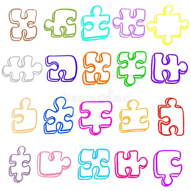 Jigsaw Puzzle Pieces Cartoon Vector Illustrations Stock Vector ...