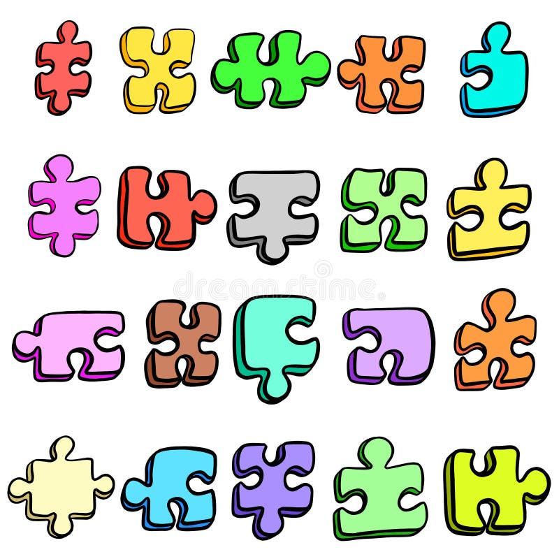 Jigsaw Puzzle Pieces Cartoon Vector Illustrations Stock Vector ...