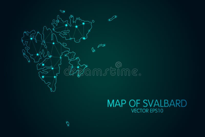 Glowing Map of Svalbard and Jan Mayen, Modern Blue Outline Map Stock ...