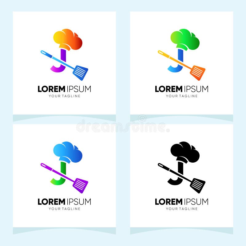 Letter J Chef Hat with Spatula Logo Design Vector Icon Graphic Stock ...