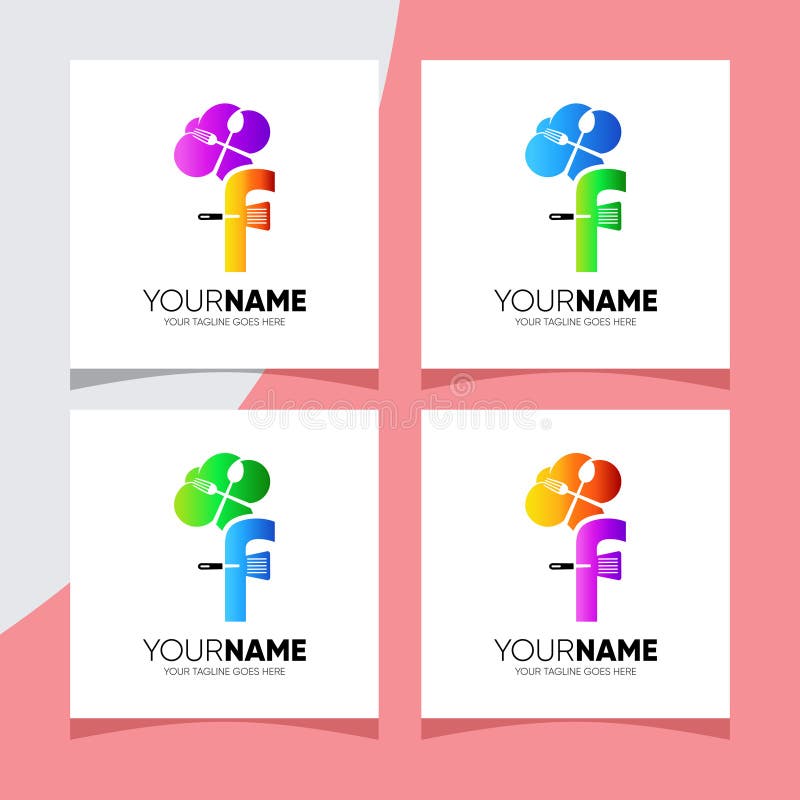 Letter F Chef Hat with Kitchen Utensil Logo Design Vector Icon Graphic ...