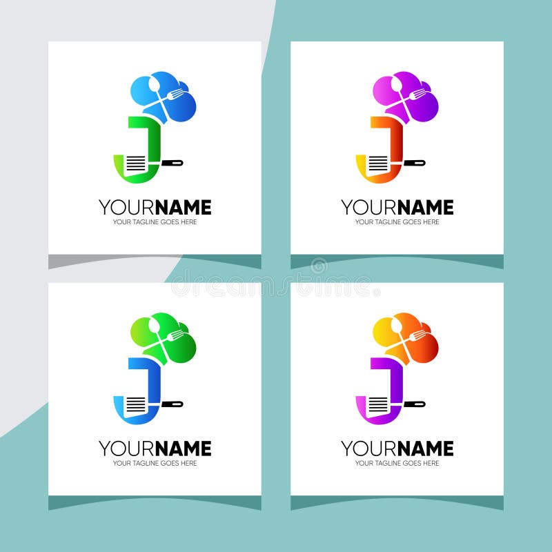 Letter J Chef Hat with Kitchen Utensil Logo Design Vector Icon Graphic ...
