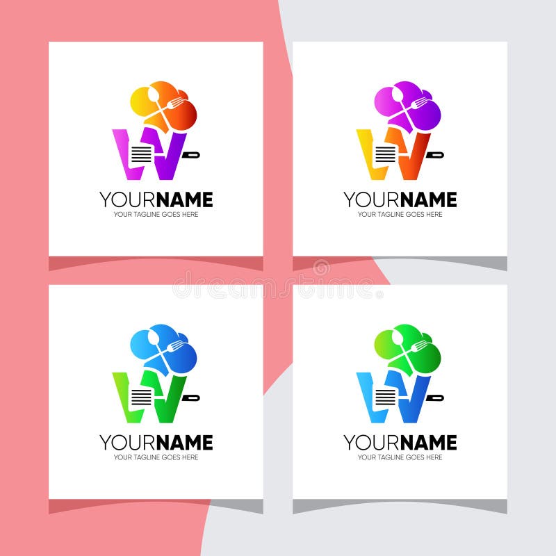 Letter W Chef Hat with Kitchen Utensil Logo Design Vector Icon Graphic ...