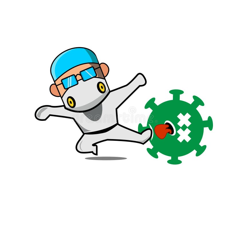 Illustration of a Doctor Fighting To Beat the Corona Virus Stock Vector ...