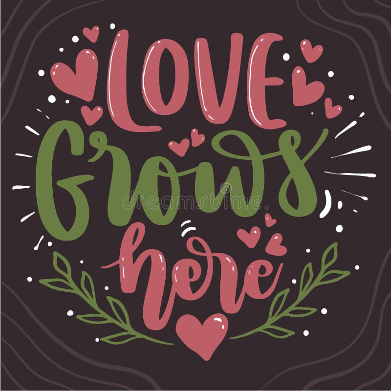 Love Grows Here. Gold Flower Wreath. Holiday Card. Hand Drawn De Stock ...