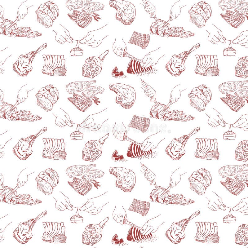 Seamless Butchers Pattern Stock Illustrations – 30 Seamless Butchers ...
