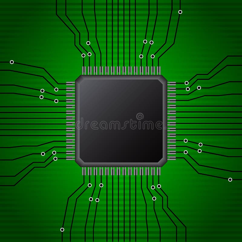 Cpu Microprocessor. Microchip Technology Stock Vector - Illustration of ...