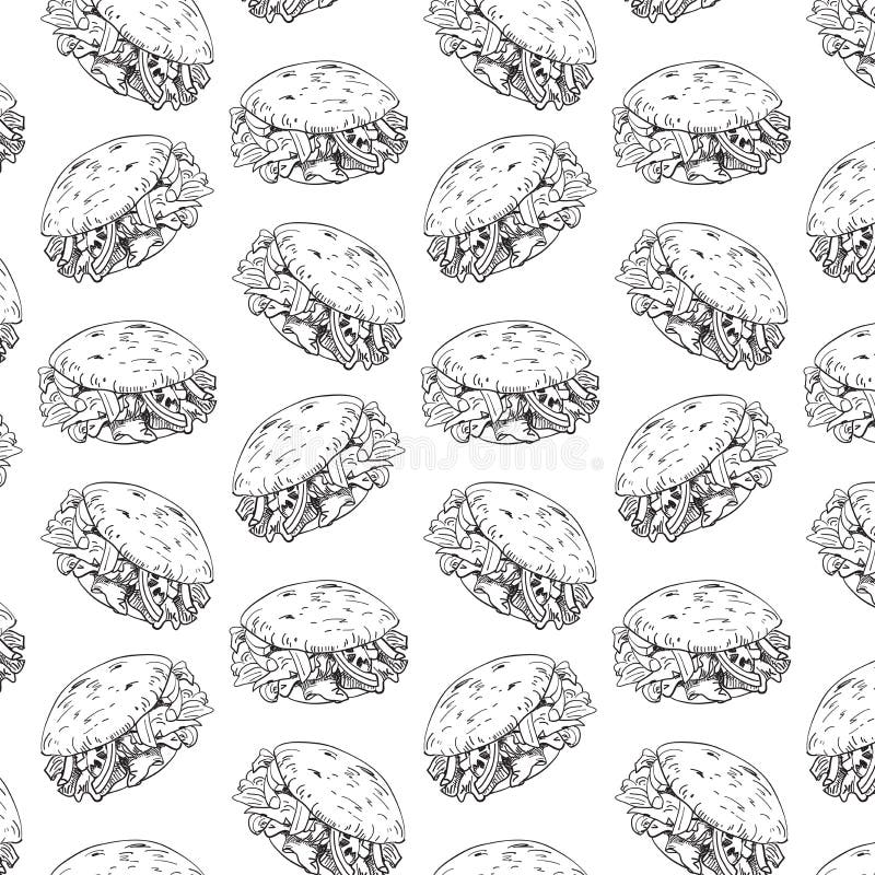 Shawarma Seamless Pattern. Vector. Stock Vector - Illustration of doner ...