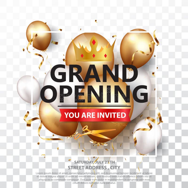 Grand Opening Design Gold Ribbon Confetti Stock Illustrations – 426 ...
