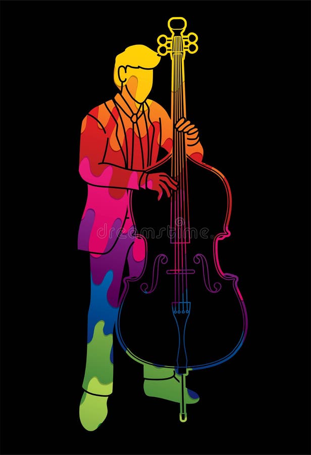 Double Bass Musician Orchestra Instrument Graphic Vector Stock Vector ...
