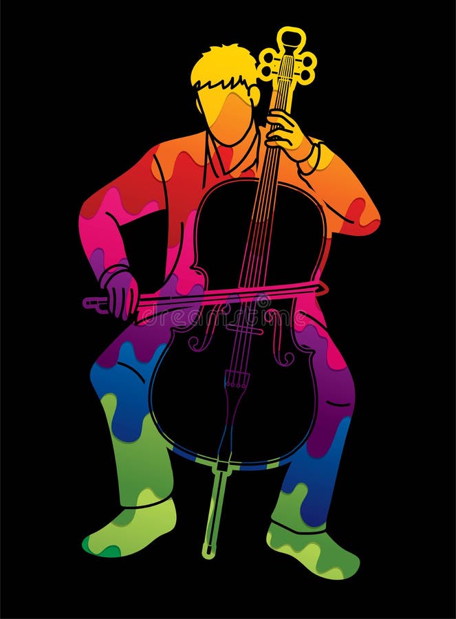 Cello player stock vector. Illustration of player, music - 77122591