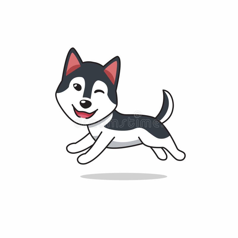 Vector Cartoon Character Happy Siberian Husky Dog Running Stock Vector ...