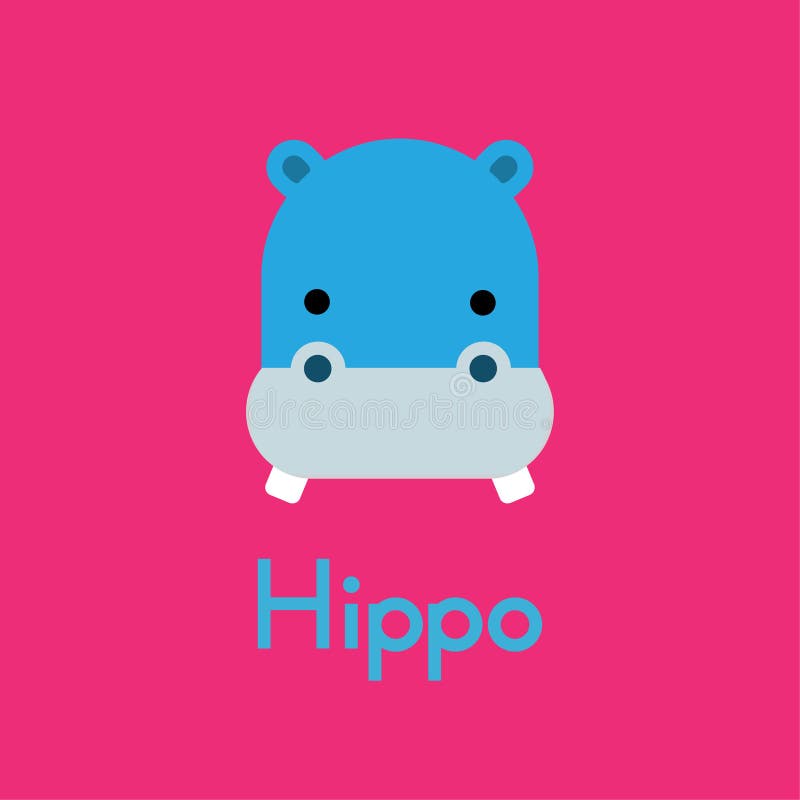 Cute Hippo Face. Little Hippo in Cartoon Style Stock Vector ...