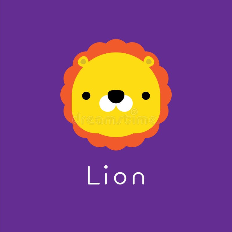 Outlined Cute Lion Face. Little Lion in Cartoon Style Stock Vector ...