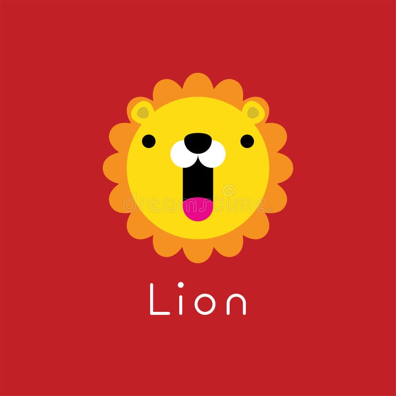 Cute Lion Face. Little Lion in Cartoon Style Stock Vector ...