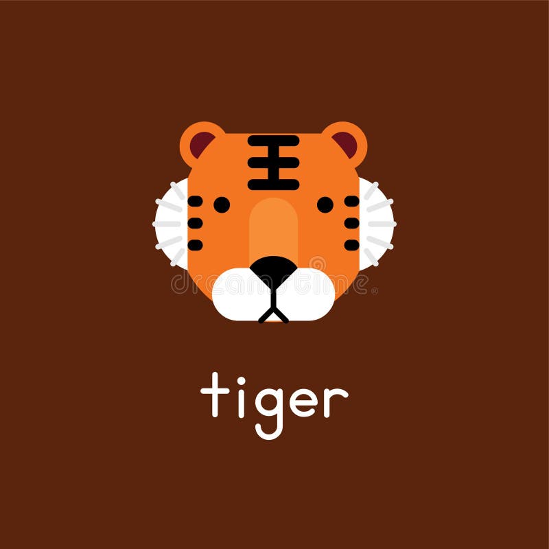 Cute Tiger Face. Little Tiger in Cartoon Style Stock Vector ...