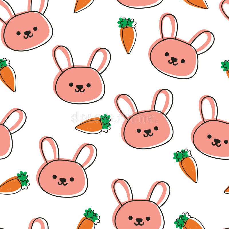 Seamless Pattern with Cute Cartoon Rabbit for Fabric Print, Textile ...