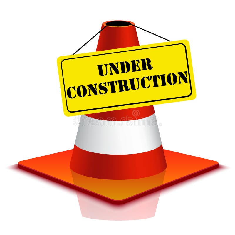 Under Construction Orange Traffic Cone Sign Stock Vector - Illustration ...