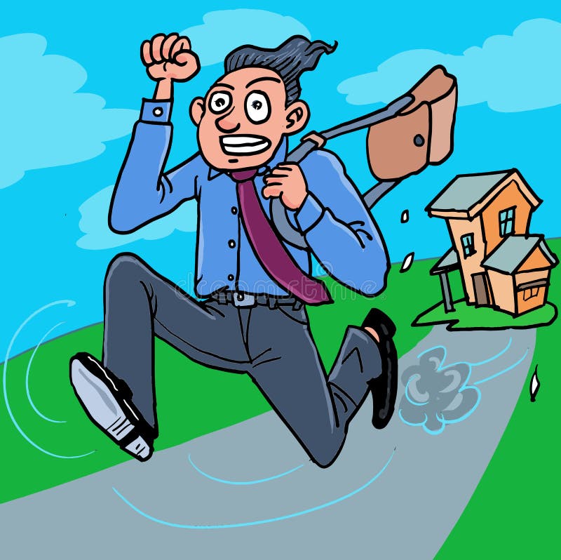 Boy running late to school stock vector. Illustration of happy - 189401053