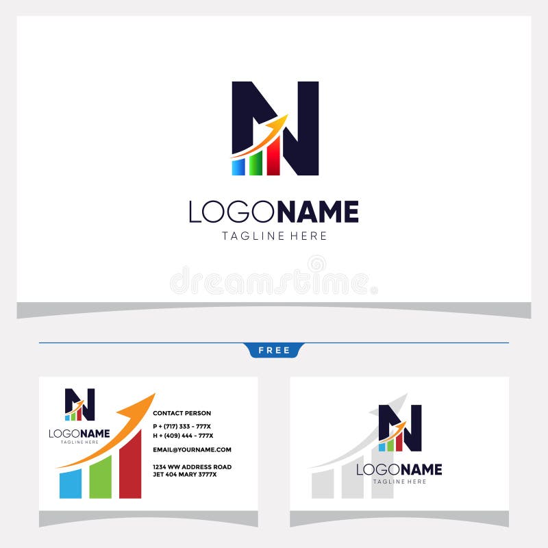 Initial Letter N Chart Bar Logo Design and Bussiness Card Vector ...