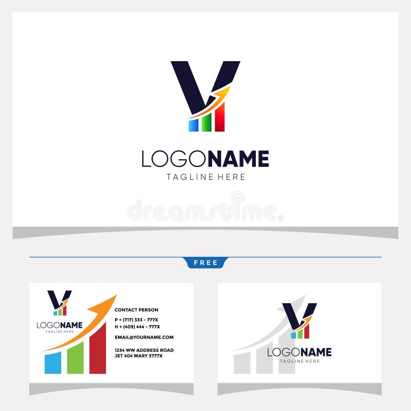 Initial Letter V Chart Bar Logo Design and Bussiness Card Vector ...
