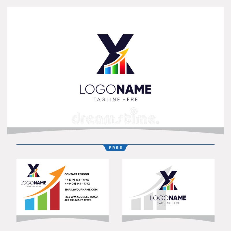 Initial Letter X Chart Bar Logo Design and Bussiness Card Vector ...