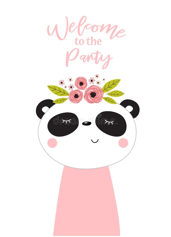 Print. Welcome To the Party Vector Panda Poster. Stock Vector ...