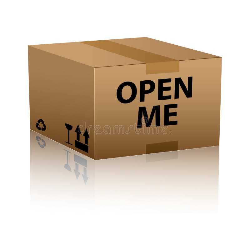 Open Me Internet Web Icon on Cardboard Box Stock Vector - Illustration ...