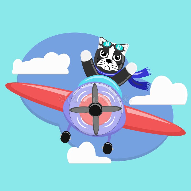 Illustration Vector Graphic Cartoon Character of Cute Black Dog Pilot ...