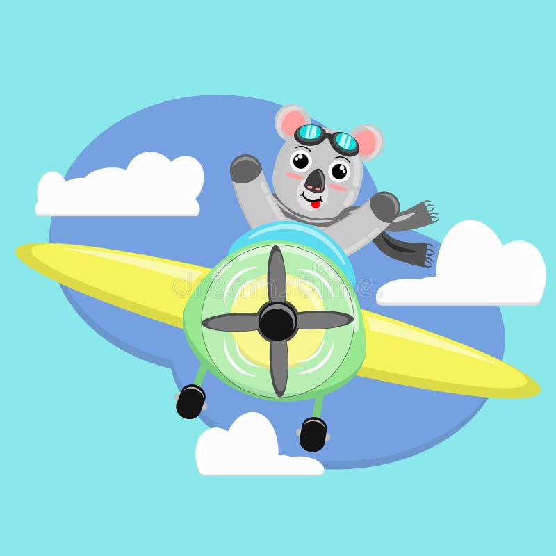 Illustration Vector Graphic Cartoon Character of Cute Koala Pilot ...