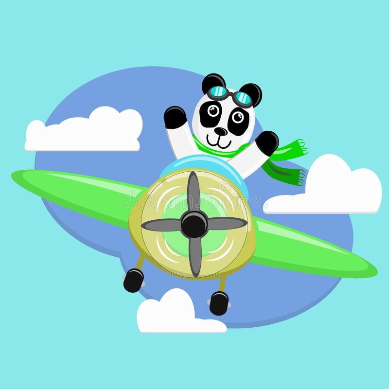 Illustration Vector Graphic Cartoon Character of Cute Panda Pilot ...