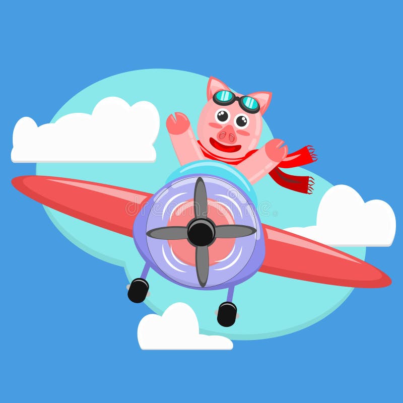 Illustration Vector Graphic Cartoon Character of Cute Pig Pilot Flight ...