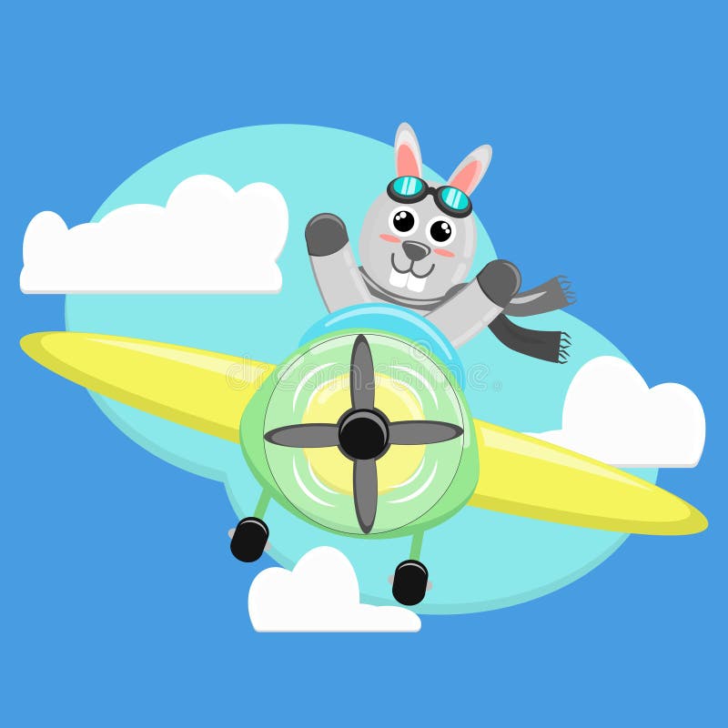 Illustration Vector Graphic Cartoon Character of Cute Rabbit Pilot ...