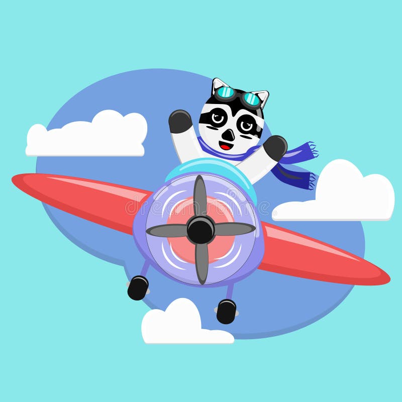 Illustration Vector Graphic Cartoon Character of Cute Raccoon Pilot ...