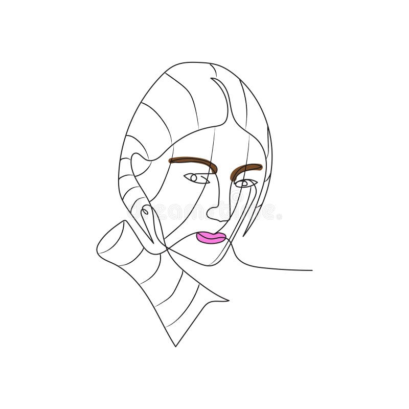 Contemporary Portrait Woman with Continuous Line Drawing Stock Vector ...