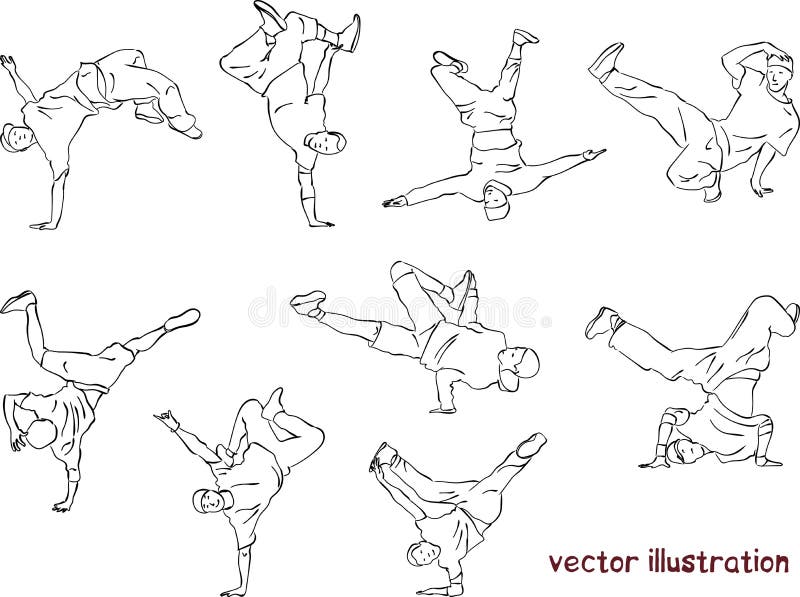 Silhouette of breakdancer stock vector. Illustration of music - 6682696