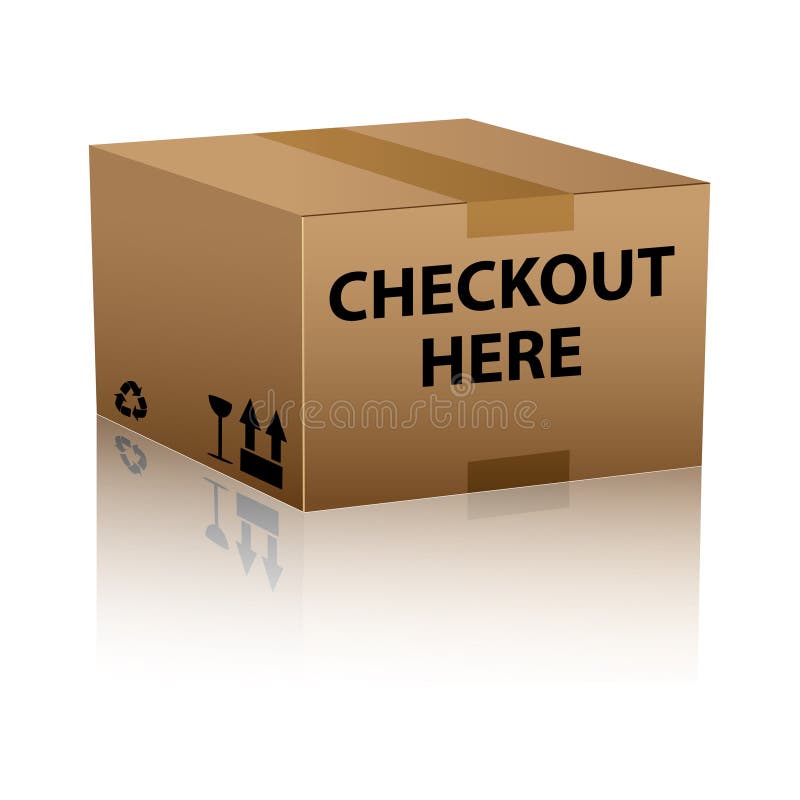 Checkout Here on Cardboard Box Stock Vector - Illustration of packaging ...